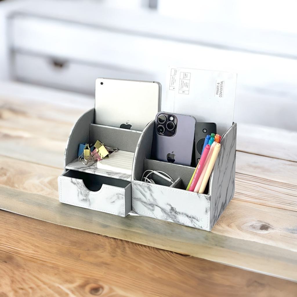 UnionBasic Desk Organizer, Multifunctional Office Leather Desktop Pen